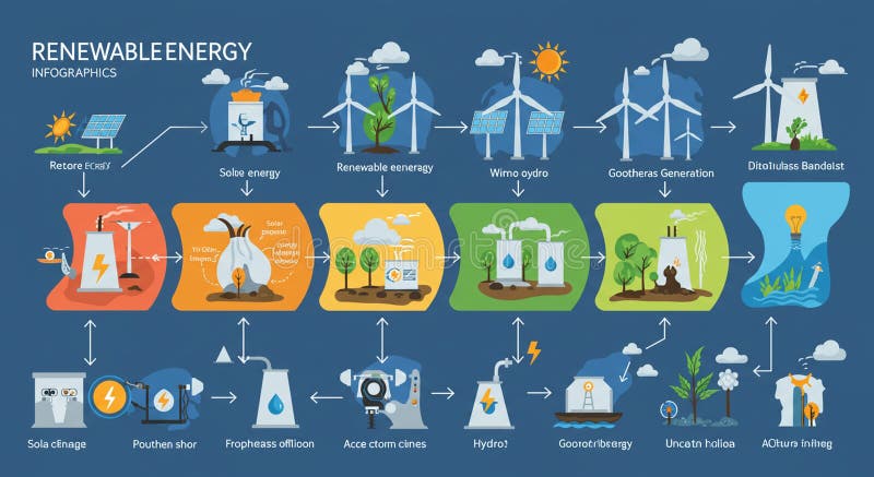 Infographic Showcasing Various Renewable Energy Sources and Processes ...