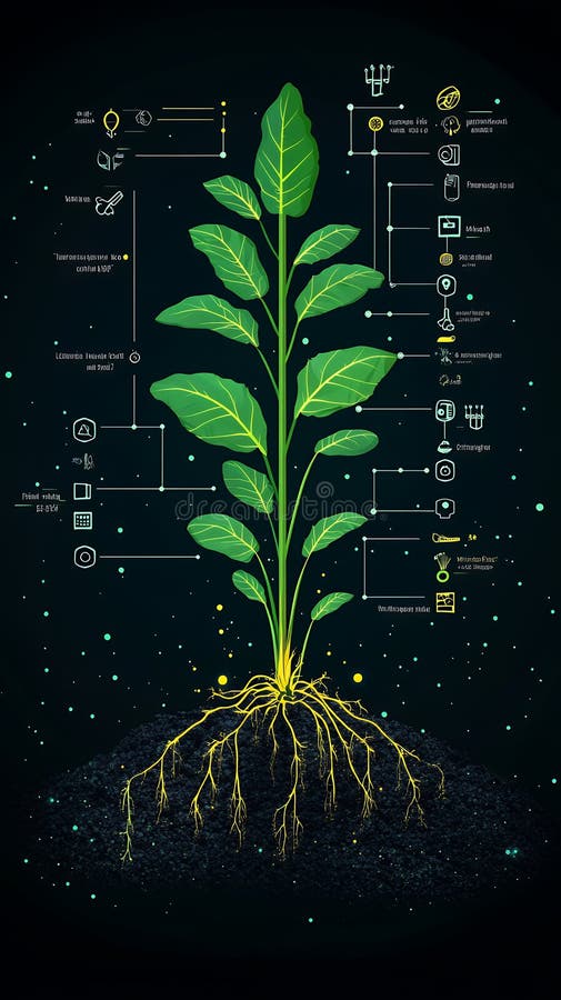 Infographic Showing Plant Growth Process with Nutrient Breakdown and ...