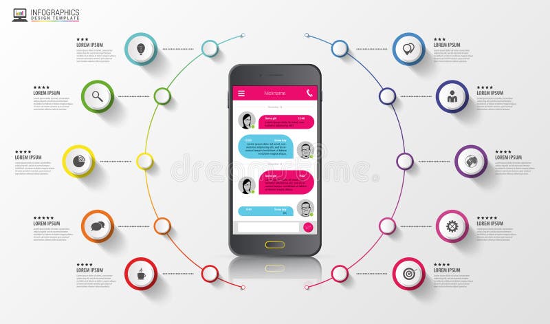 Infographic. Sms Messenger. Colorful Circle with Icons Stock Vector ...