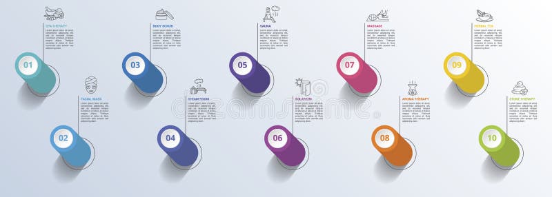 Infographic Spa Therapy Icons Vector Illustration. 4 Colored Steps Info ...