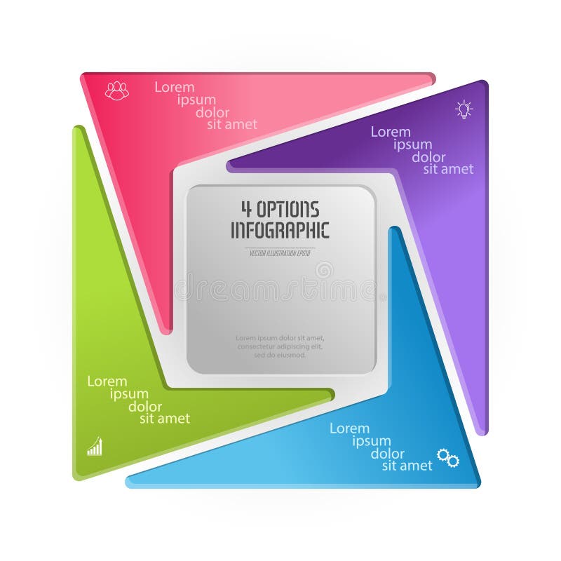 Infographic Square. the Triangle Diagram is Divided into 4 Parts Stock ...