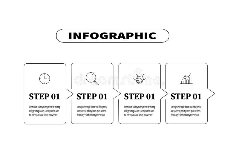The Infographic for the Square Vectors Template of Four Elements ...