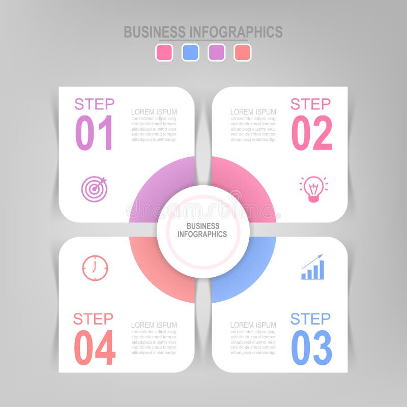 Infographic of Step, Flat Design of Business Icon Vector Stock Vector ...