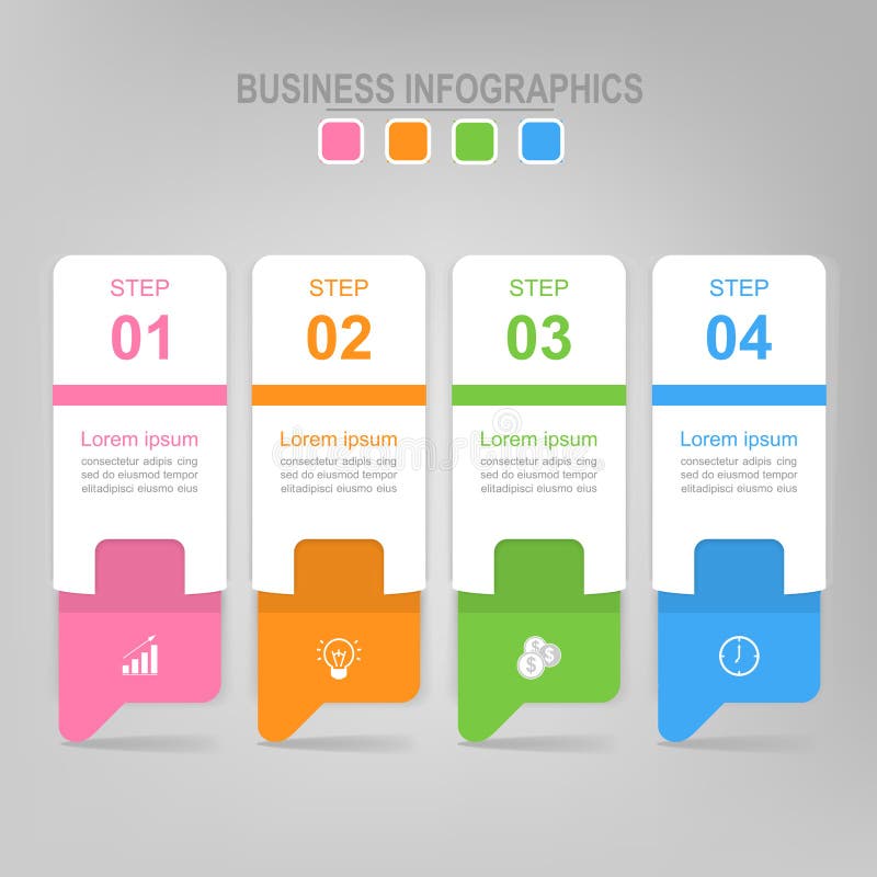 Infographic of Step, Flat Design of Business Icon Vector Stock Vector ...