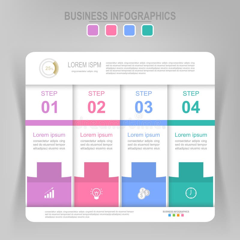 Infographic of Step, Flat Design of Business Icon Vector Stock Vector ...