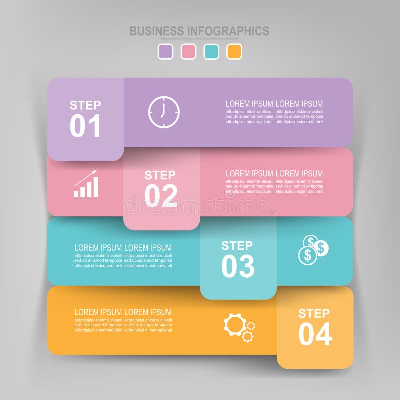 Infographic of Step, Flat Design of Business Icon Vector Stock Vector ...