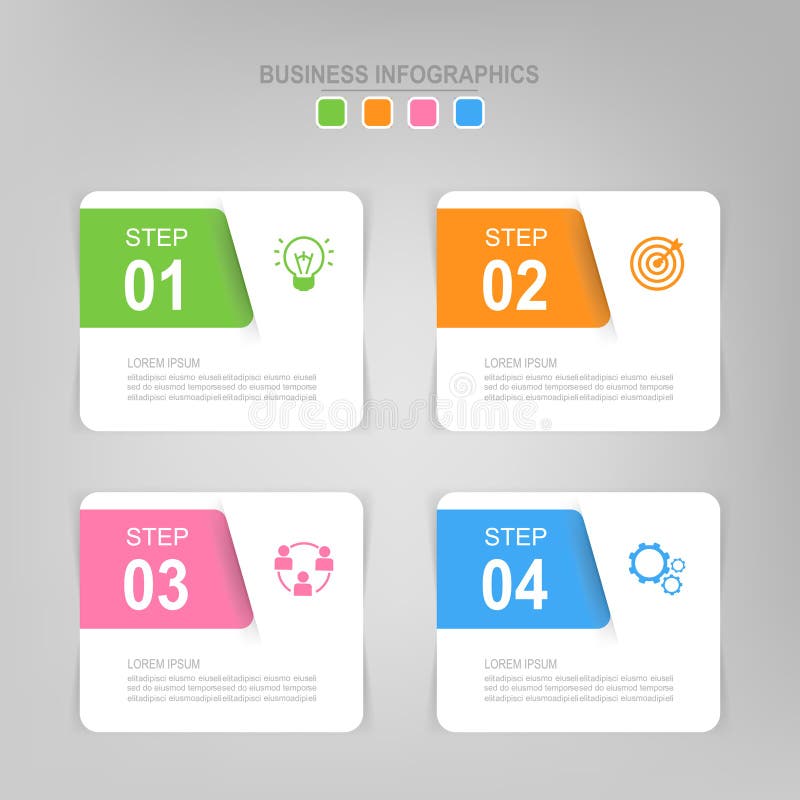 Infographic of Step, Flat Design of Business Icon Vector Stock Vector ...