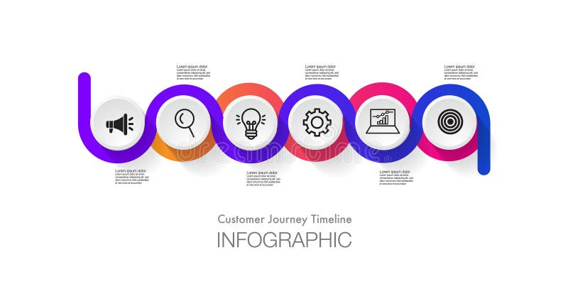 Infographic 6 Step Road Map Template Stock Vector - Illustration of ...