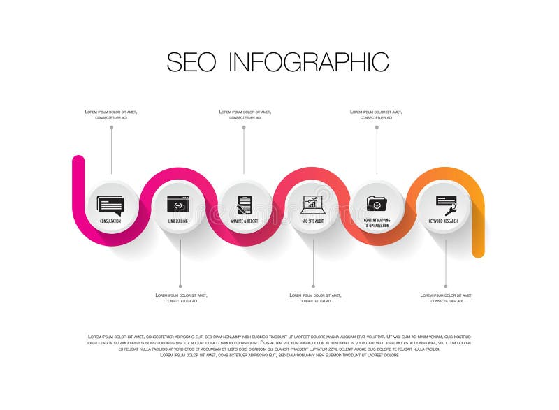 Infographic 6 Step SEO Template Stock Illustration - Illustration of ...