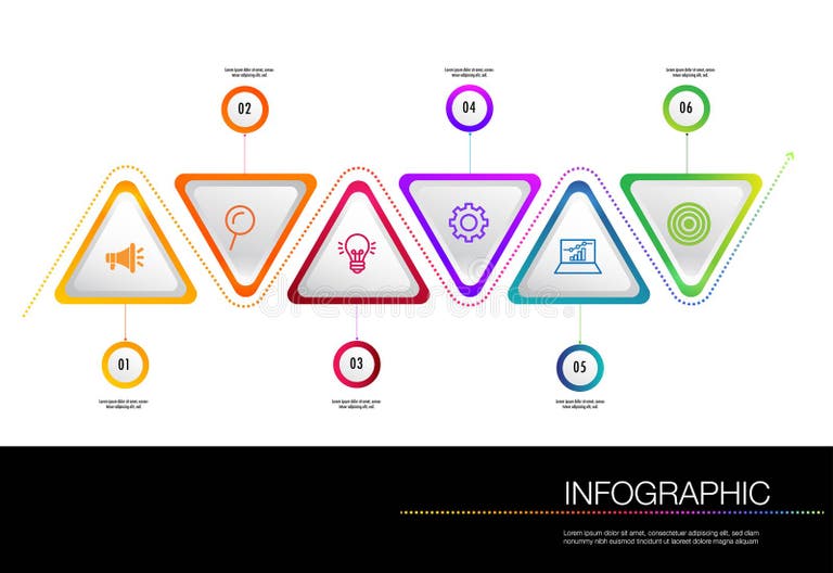 Infographic 6 Step Triangle Shape Road Map for Business Chart To ...