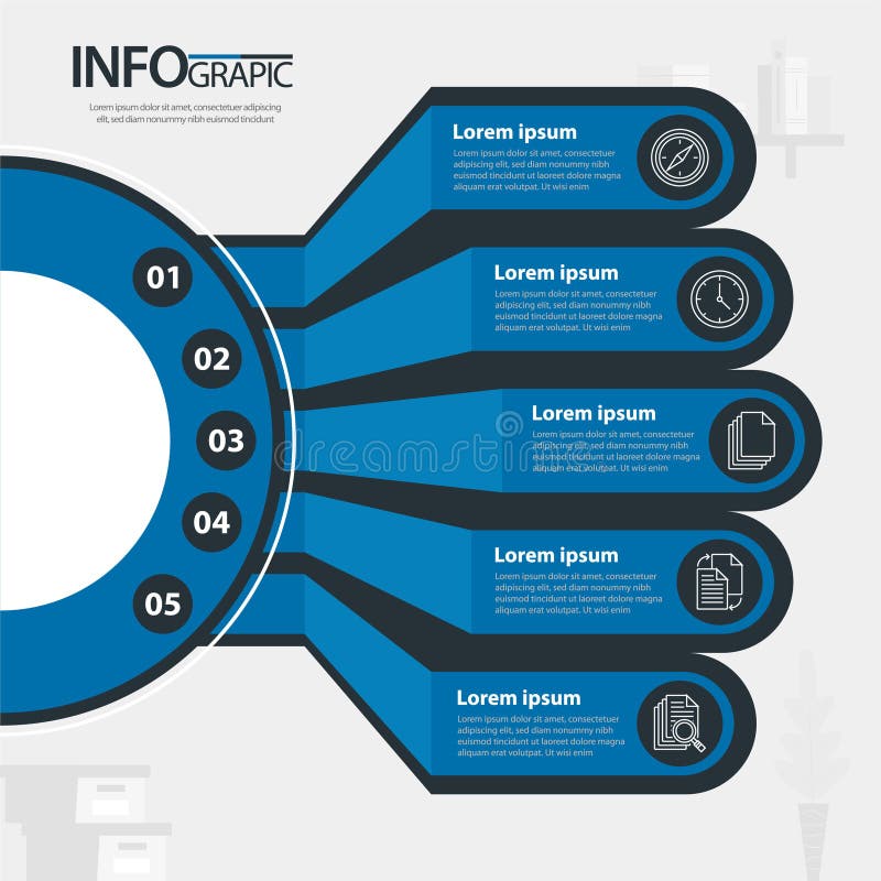 Infographic Steps Collection Flat Design. with 5 Options. Stock Vector ...