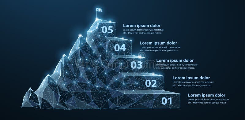 Infographic with 5 Steps. Digital Mountain Stock Vector - Illustration ...