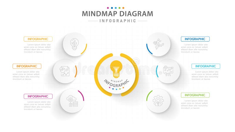 Infographic 6 Steps Modern Mindmap Diagram with Circles and Topic ...