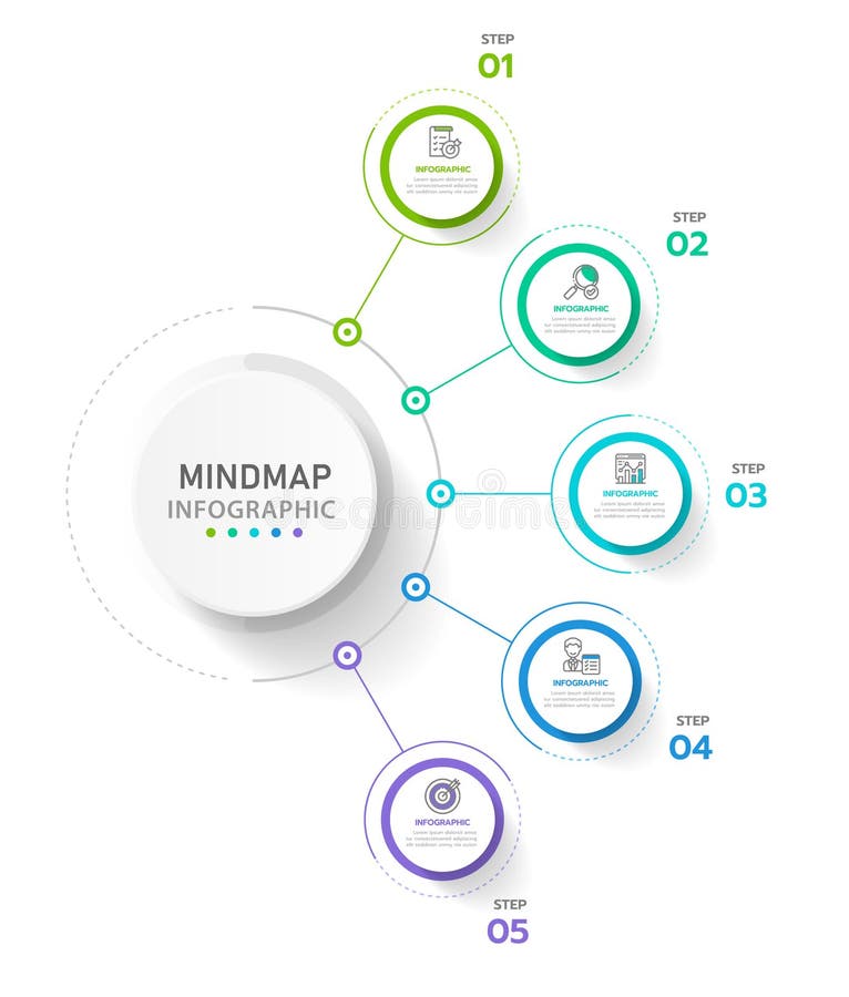Infographic 6 Steps Modern Mindmap Diagram with Circles Topics ...
