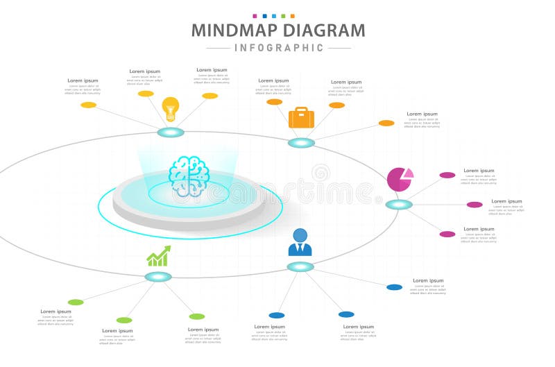 Infographic 5 Steps Modern Mindmap Diagram with Futuristic Style Stock ...
