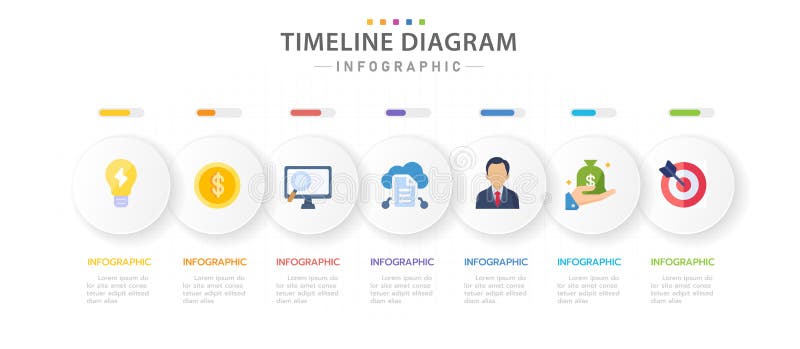 Infographic 7 Steps Modern Timeline Diagram with Circle Topic and ...