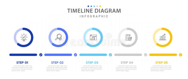 Infographic 5 Steps Modern Timeline Diagram with Percent Pie Chart ...