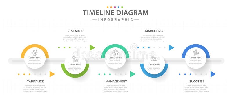 Infographic 5 Steps Modern Timeline Diagram with Progress Arrows. Stock ...