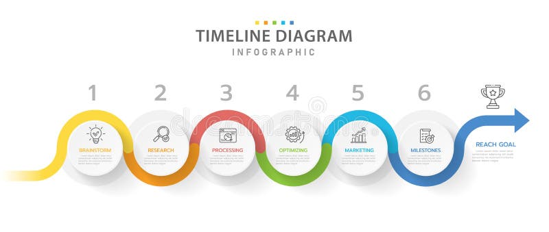 Infographic 6 Steps Modern Timeline Diagram with Progress Circle Topics ...
