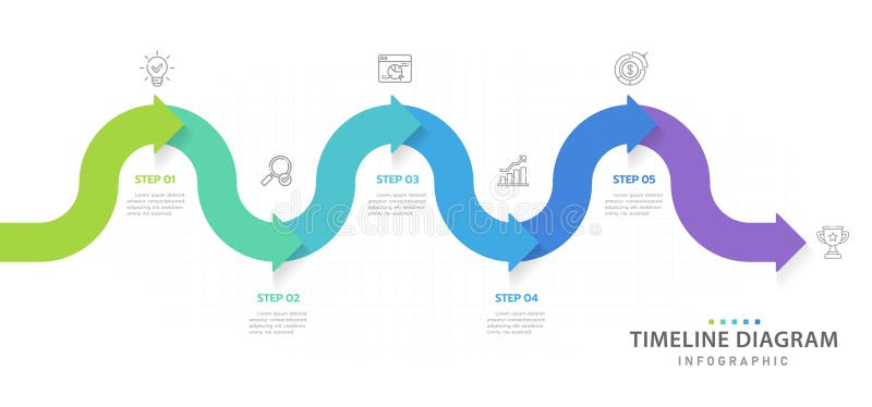 Infographic 5 Steps Modern Timeline Diagram with Road Journey Concept ...