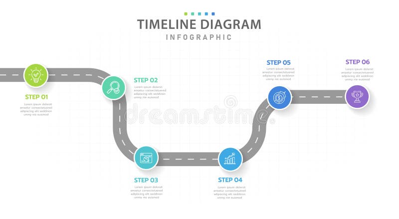 Infographic 6 Steps Modern Timeline Diagram with Road Journey Concept ...