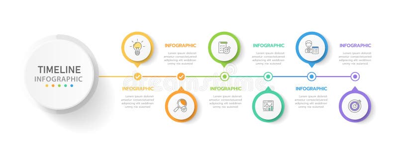 Infographic 6 Steps Modern Timeline Diagram Roadmap with Circle Topic ...