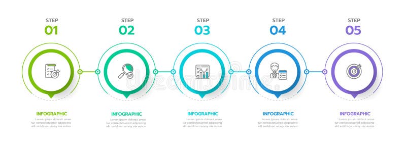Infographic 5 Steps Modern Timeline Diagram Roadmap with Circle Topic ...