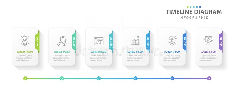 Infographic 6 Steps Modern Timeline Diagram Roadmap with Rectangle ...