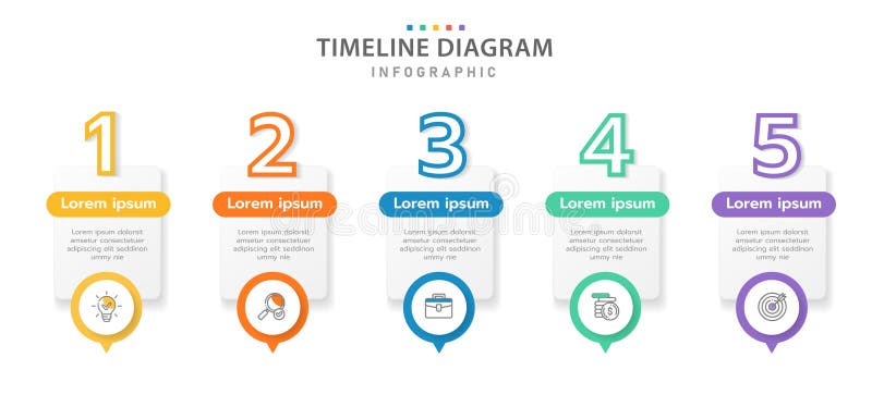 Infographic 5 Steps Modern Timeline Diagram with Text Panel and Topic ...