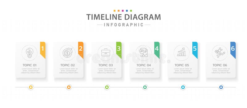 Infographic 6 Steps Modern Timeline Diagram with Title Topics. Stock ...