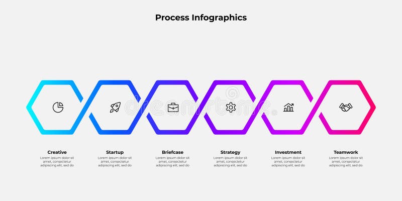 Infographic 6 Steps Process with Hexagons Elements, Suitable for ...
