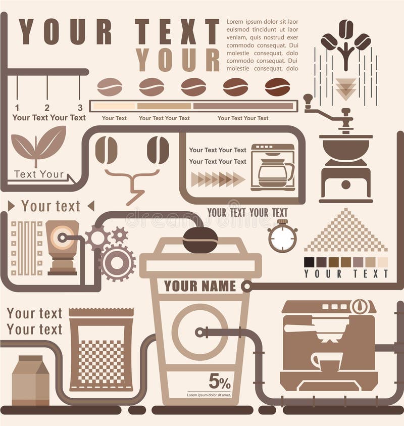 Infographic of Steps To Making Coffee in Factory, Vector Illustrator ...