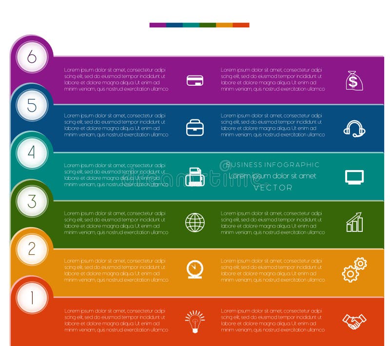 Infographic, Strips Numbered, Six Template Stock Vector - Illustration ...