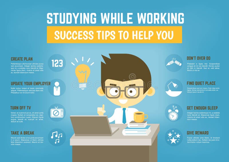 Infographic about Success Tips for Studying while Working Stock Vector ...