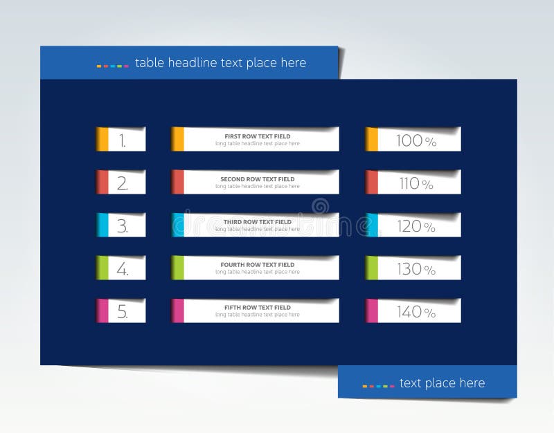 Infographic Table, Schedule, Template with 5 Row. Vector Banner Stock ...