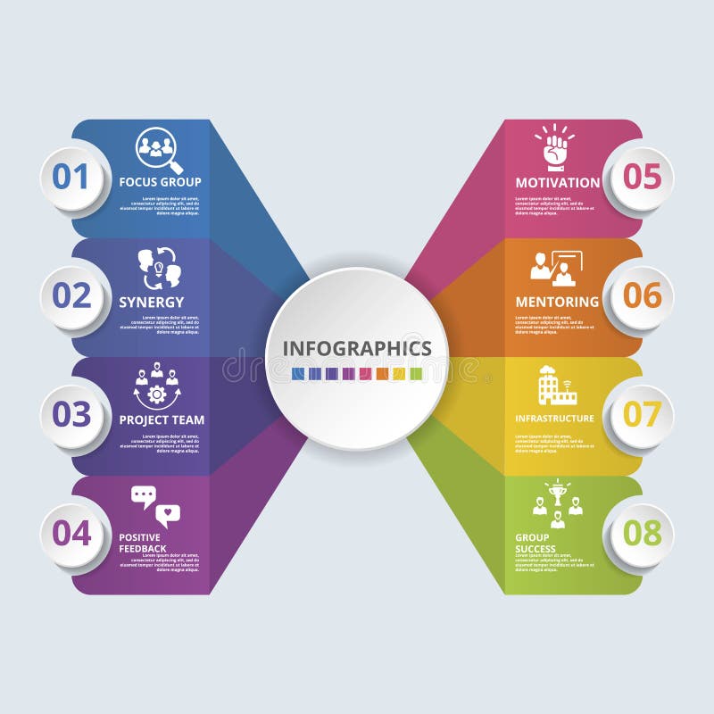 Infographic Team Building Icons Vector Illustration. 8 Colored Steps ...