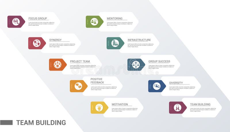 Infographic Team Building Template. Icons in Different Colors. Include ...