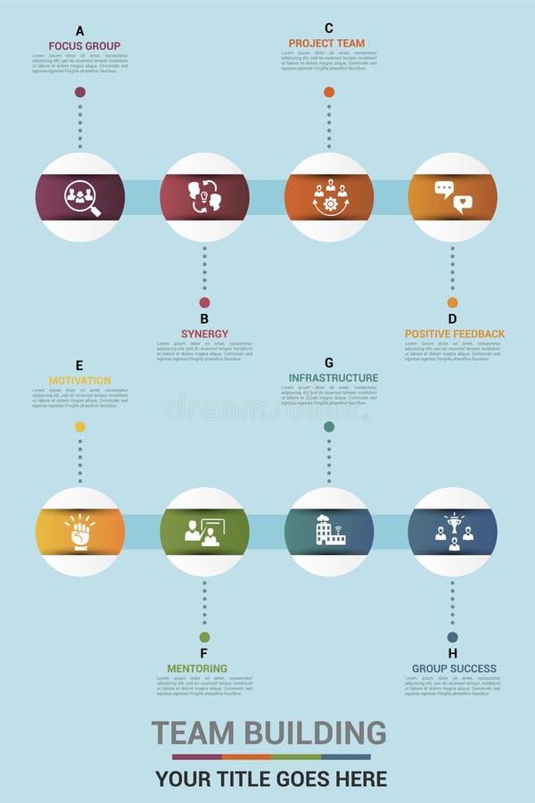 Infographic Team Building Template. Icons in Different Colors. Include ...