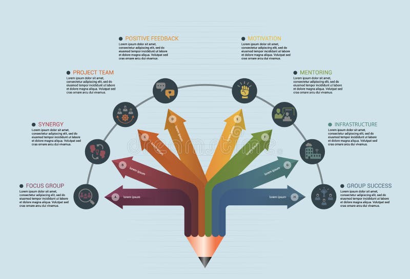 Infographic Team Building Template. Icons in Different Colors. Include ...
