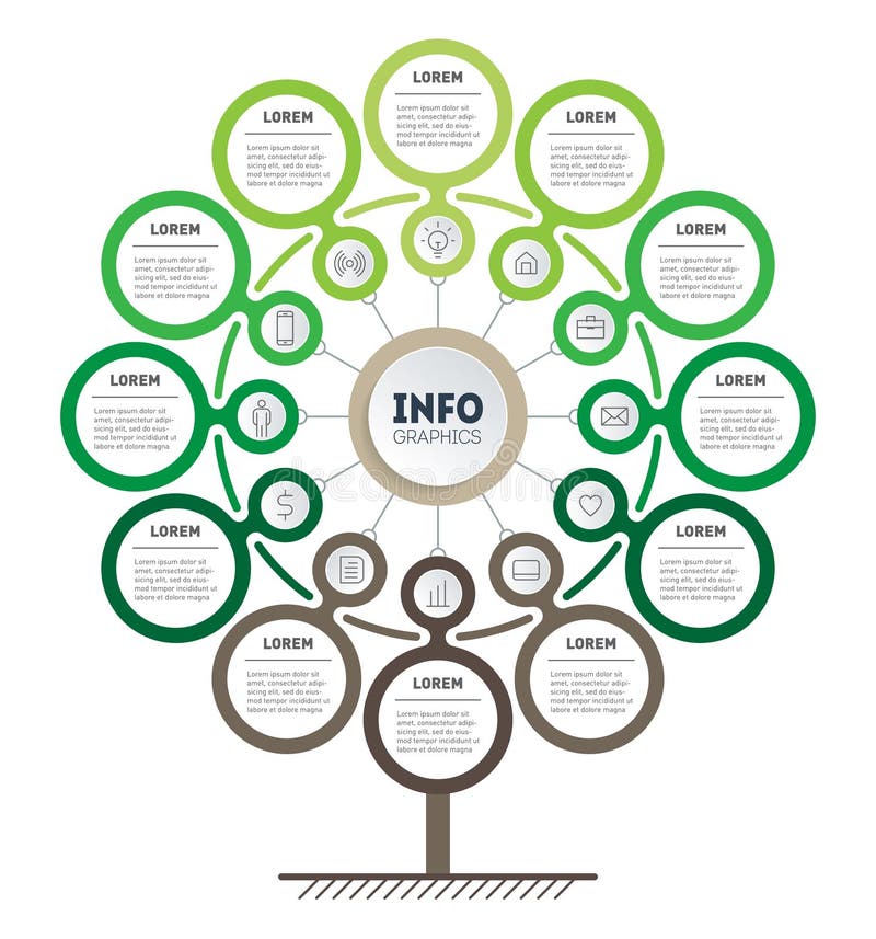 Infographic of Technology or Education Process. Template of Tree, Info ...