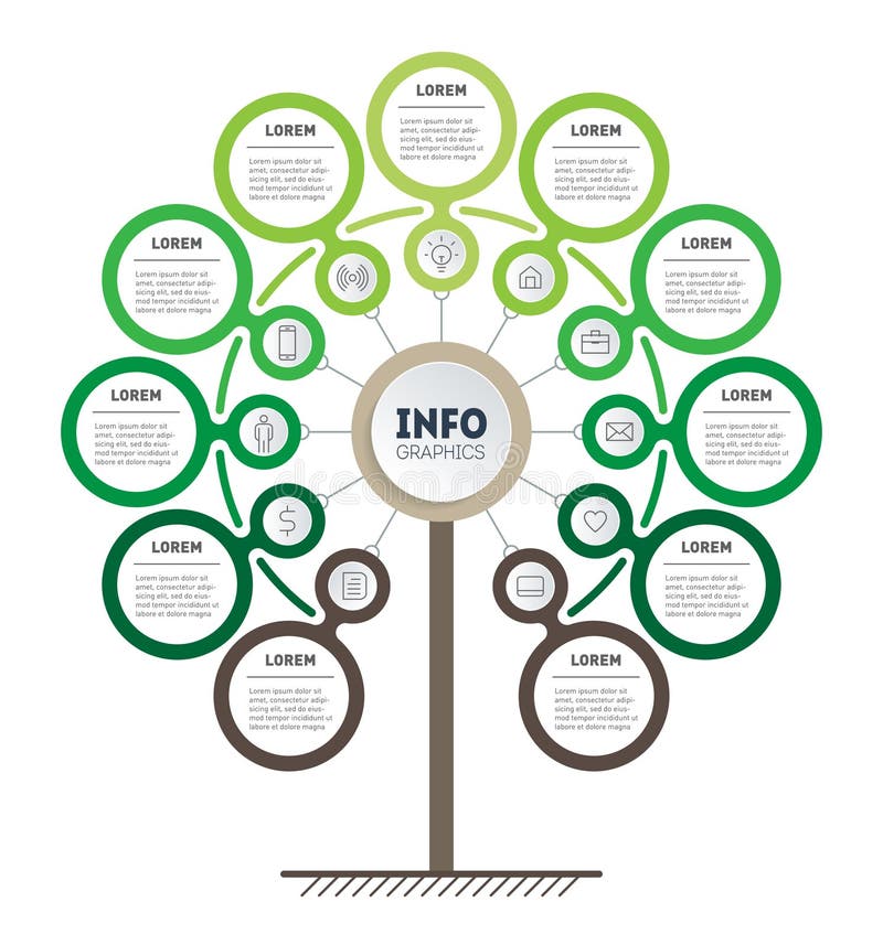 Infographic of Technology or Education Process. Template of Tree, Info ...