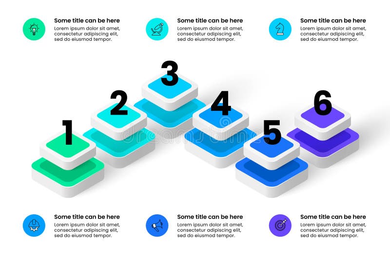 Infographic Template. 6 Abstract Squares with Numbers Stock Vector ...