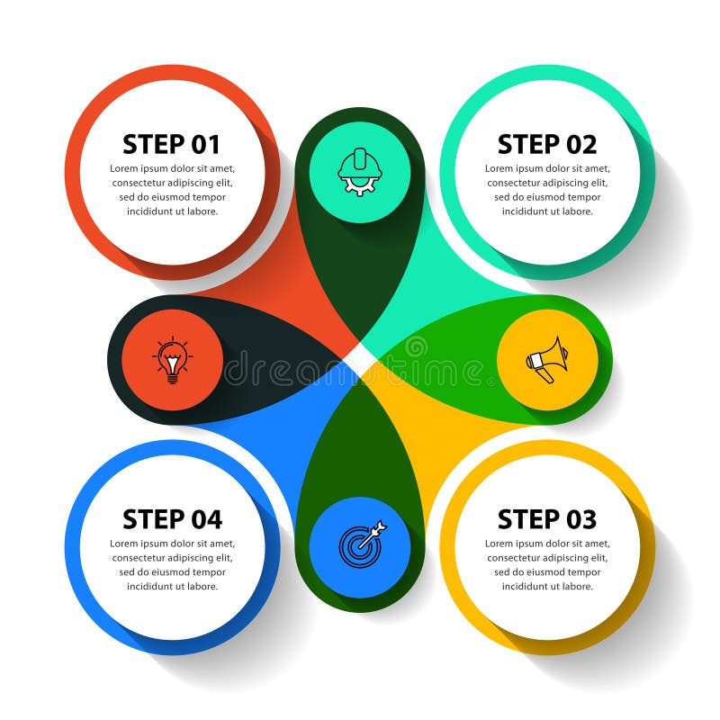 Infographic Template. Abstract Shape with 4 Steps, Icons and Text Stock ...