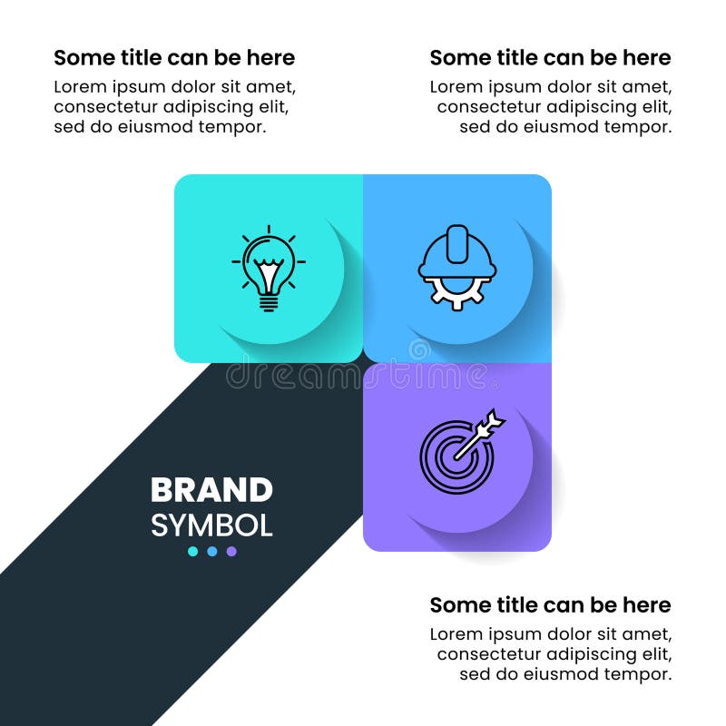 Infographic Template. Arrow with 3 Steps and Squares Stock Illustration ...