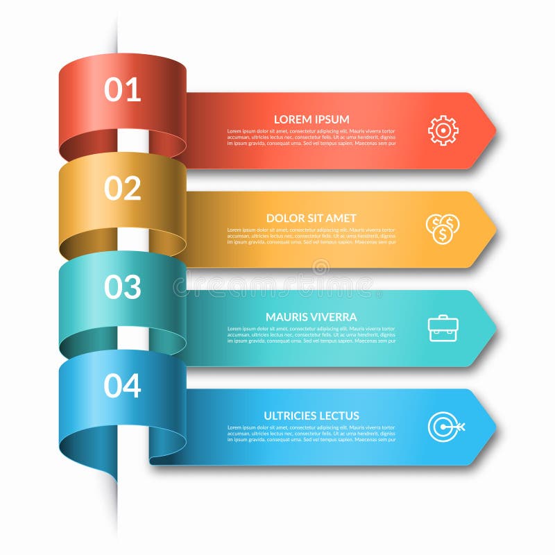 Infographic Template with 4 Arrows in Origami Style. Can Be Used for ...