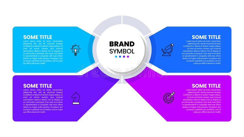 Infographic Template. 4 Banners Connected To a Circle in the Middle ...