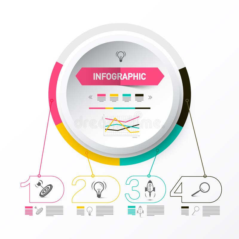 Infographic Template with Big Paper Circle Label Stock Vector ...