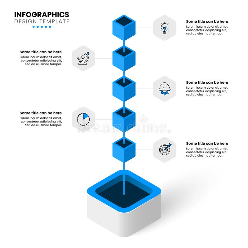 Infographic Template. 5 Blue 3d Connected Cubes. Vector Stock Vector ...