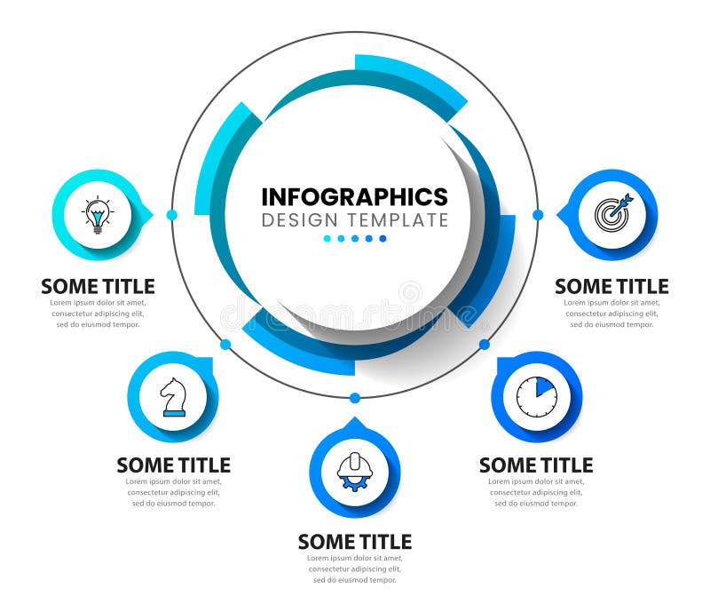 Infographic Template. Blue Gear with Five Steps Stock Vector ...