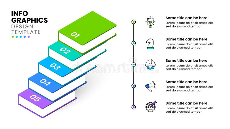 Infographic Template. 5 Books with Icons and Text Stock Vector ...